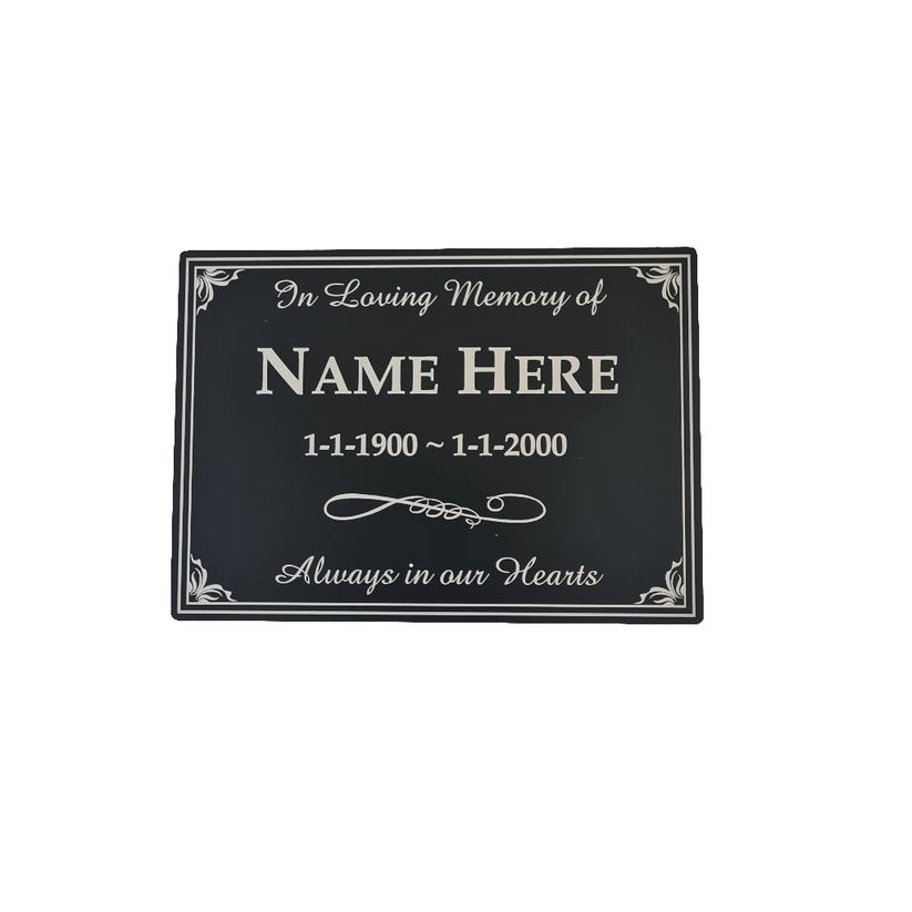 Black Aluminium OUTDOOR MEMORIAL PLAQUE - 100x50mm - 0.8mm thick - Ben ...